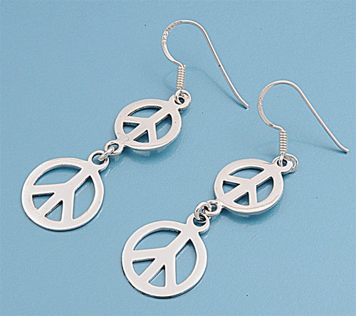 .925 Sterling Silver Peace Sign Dangle Earrings – Sandy's Silver ...