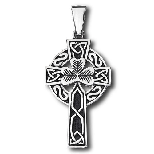 Stainless Steel Shamrock Celtic Cross Pendant – Sandy's Silver Collections