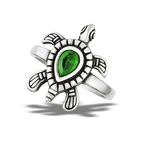 Stainless Steel CZ Sea Turtle Ring – Sandy's Silver Collections